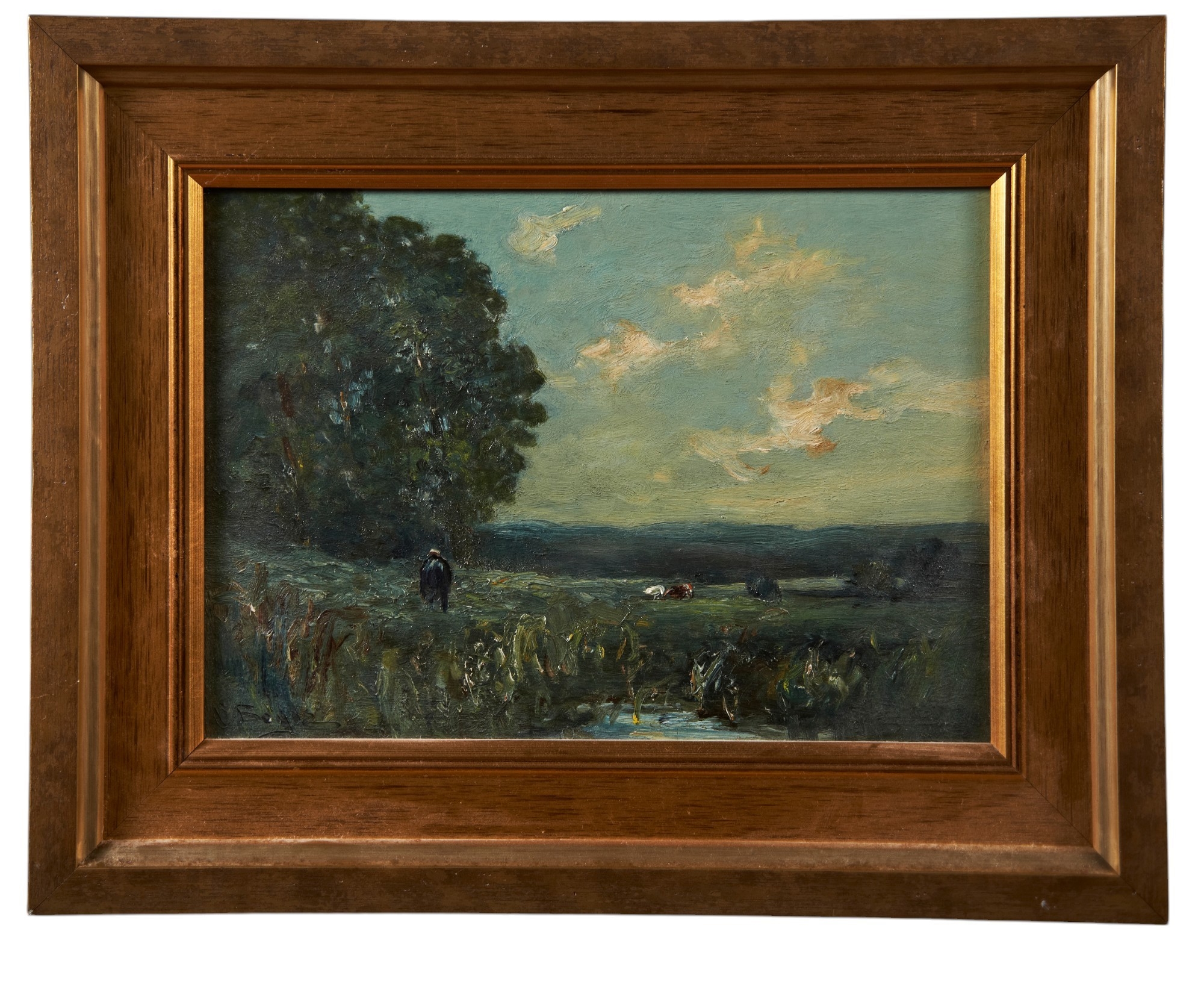 George A. Boyle | CATTLE SCENE OIL PAINTING ON BOARD | MutualArt