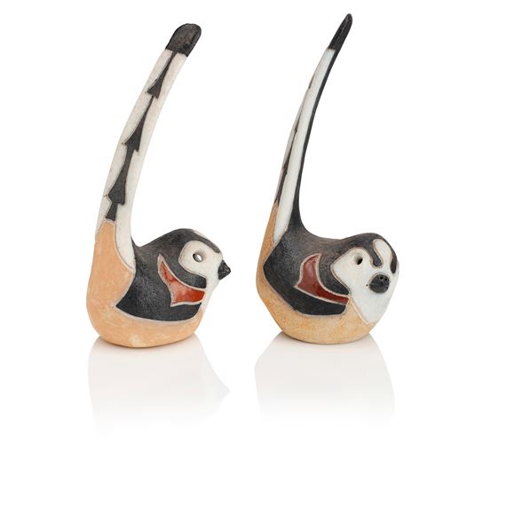 Rosemary Wren | A pair of stoneware figures of wagtails, decorated by ...
