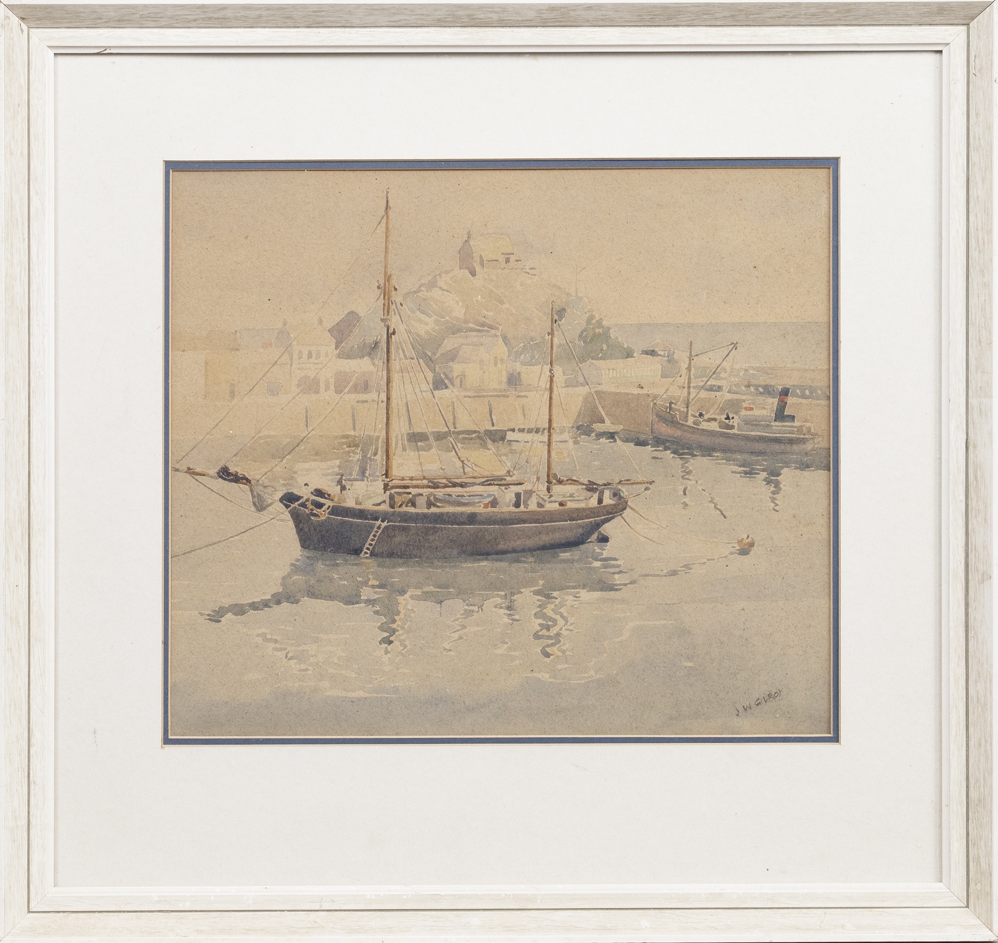 John William Gilroy | A KETCH AT ANCHOR IN A HARBOUR | MutualArt
