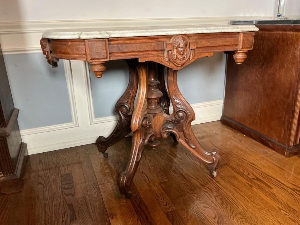 White | Victorian Renaissance Revival Marble Top Table | MutualArt