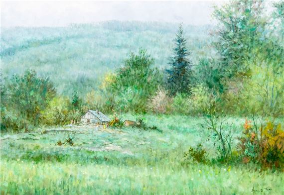 Yoo Hyun Bo | Landscape with Cottage | MutualArt