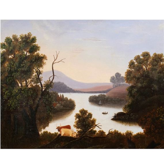 Hudson River School | View of the Hudson with oxen (Circa 19th Century) | MutualArt