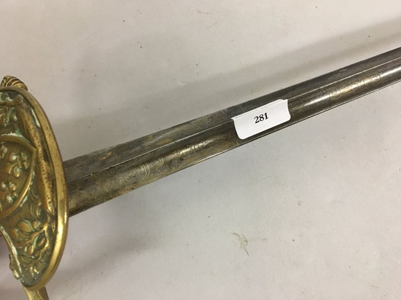 SWORD | Officer's sword with brass keyboard decorated with the arms of ...