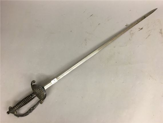 Guido Silvestri | Officer's sword, silver-plated metal hilt with ...