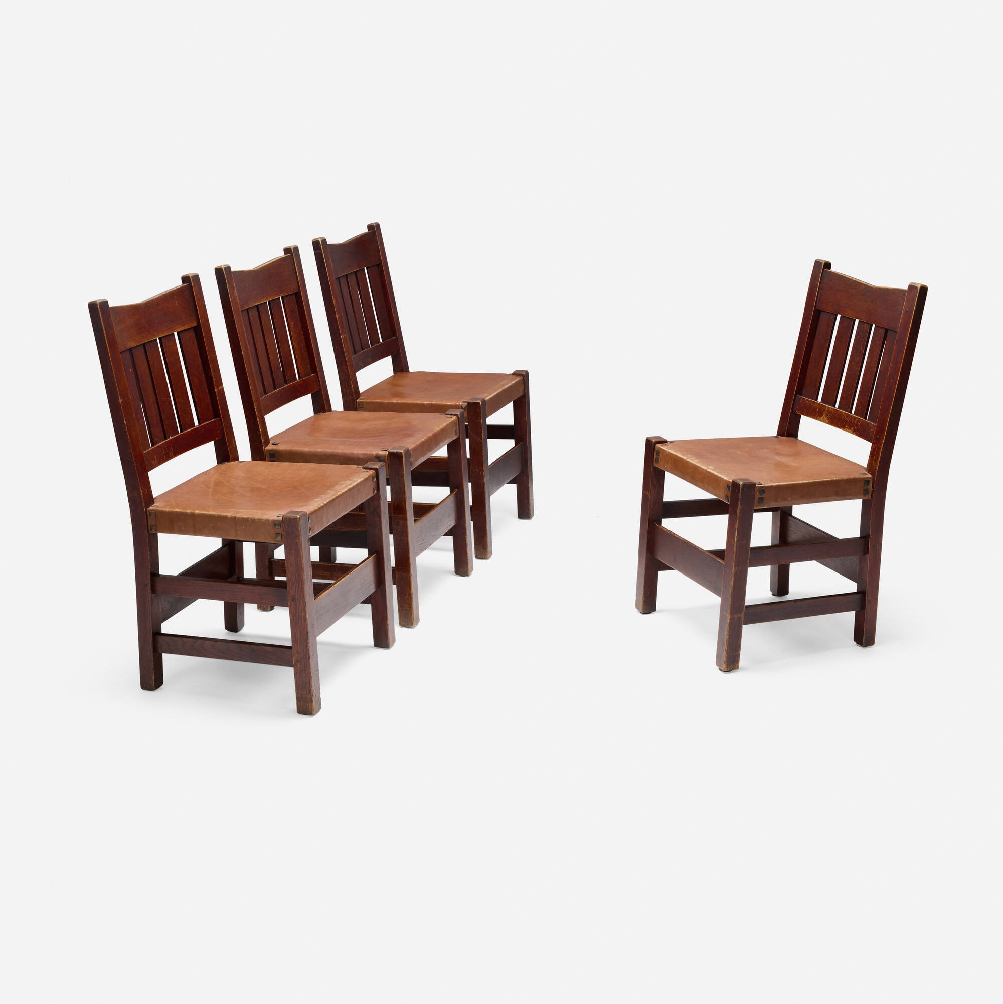 Gustav Stickley | V-back chairs model 354 1/2, set of four (Circa 1912 ...