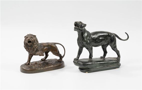 Barye Alfred | Lion raising a paw | Compare similar artworks | MutualArt