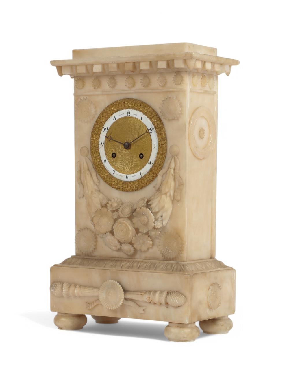 Rubbing | A French alabaster mantel clock | MutualArt