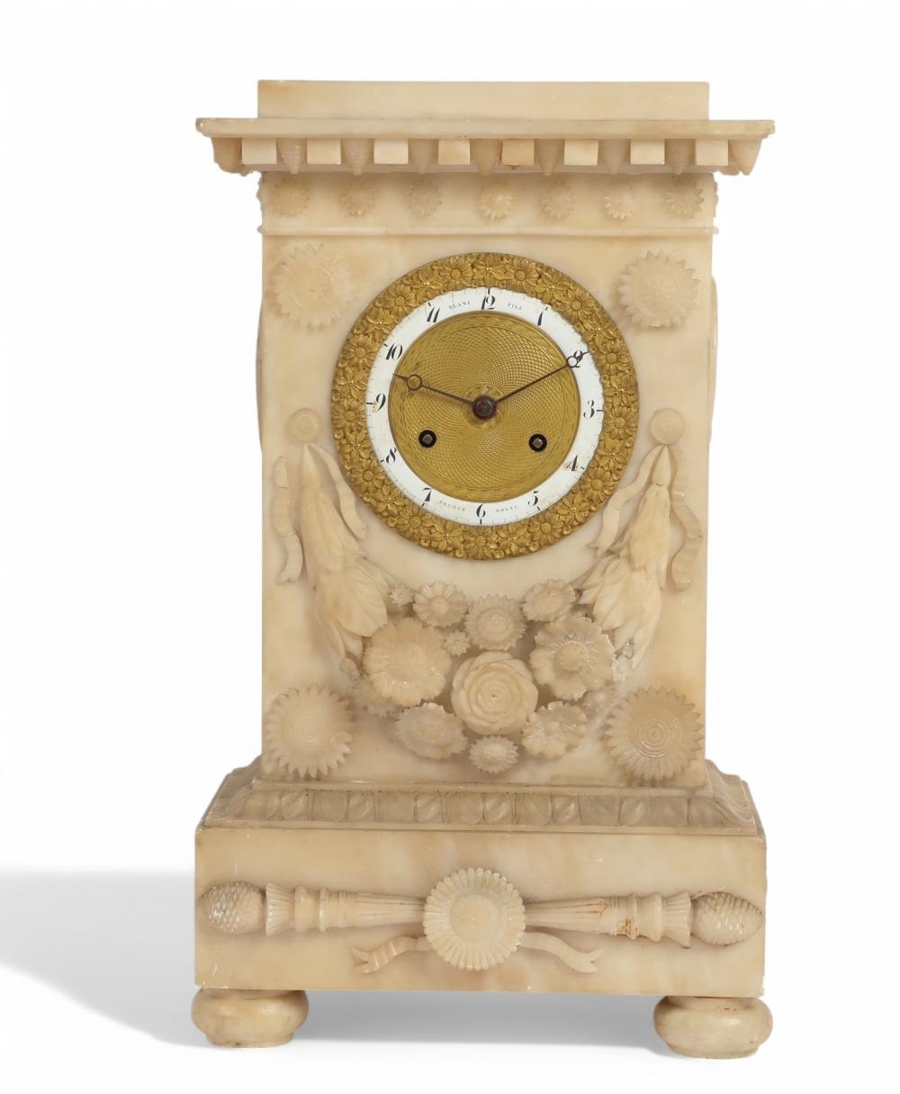Rubbing | A French alabaster mantel clock | MutualArt