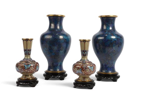 Rubbing | Two pairs of Chinese cloisonne enamel vases | MutualArt