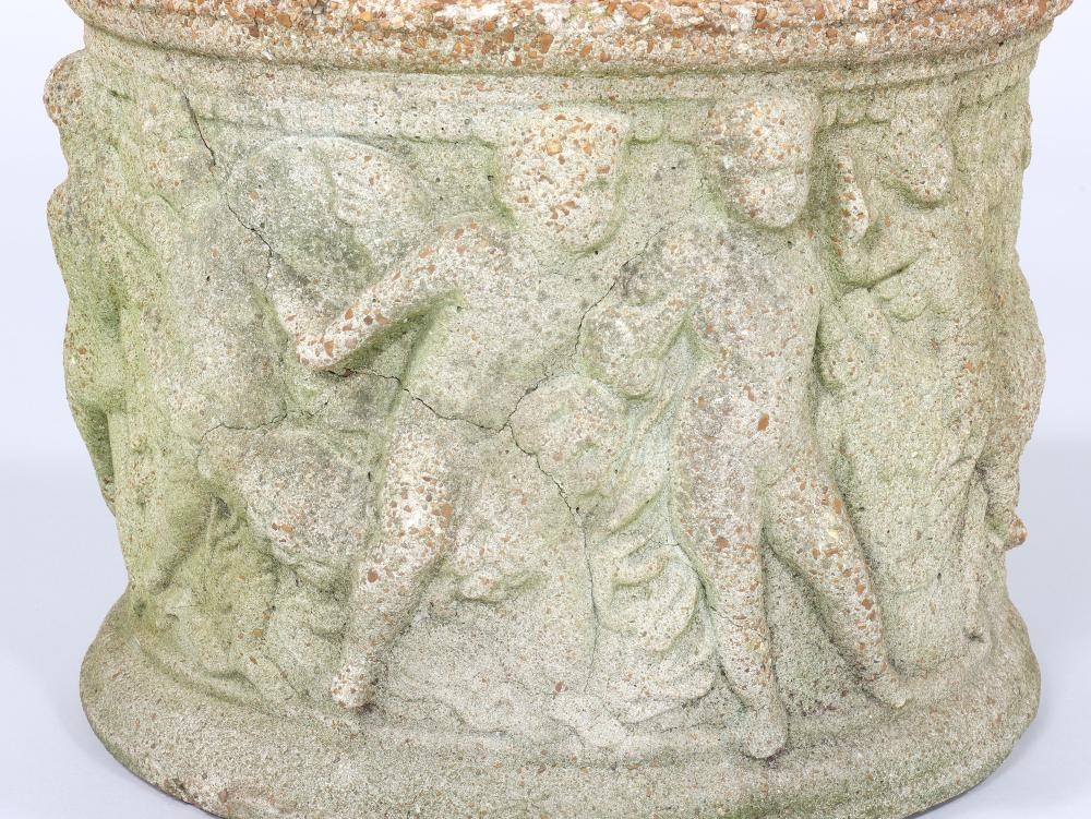 Planters | Pair of Cast Stone Planters with Classical Figures in Relief ...
