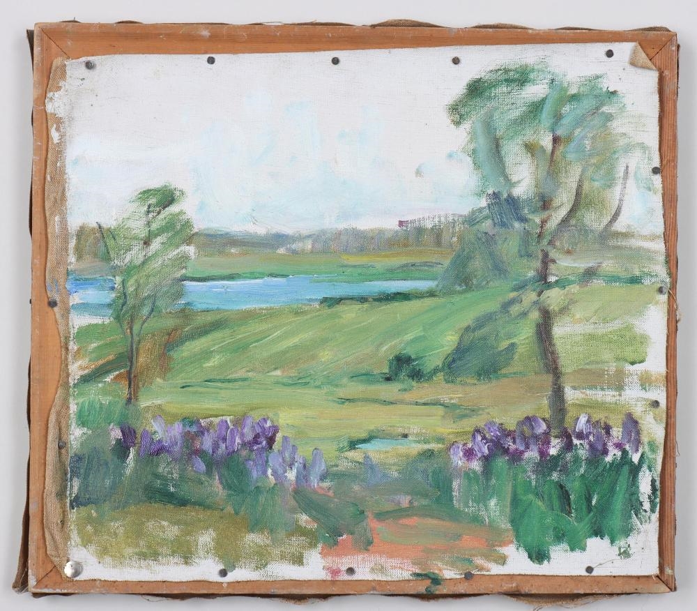 Julia M. Wickham | Landscape with Tree and Buildings | MutualArt