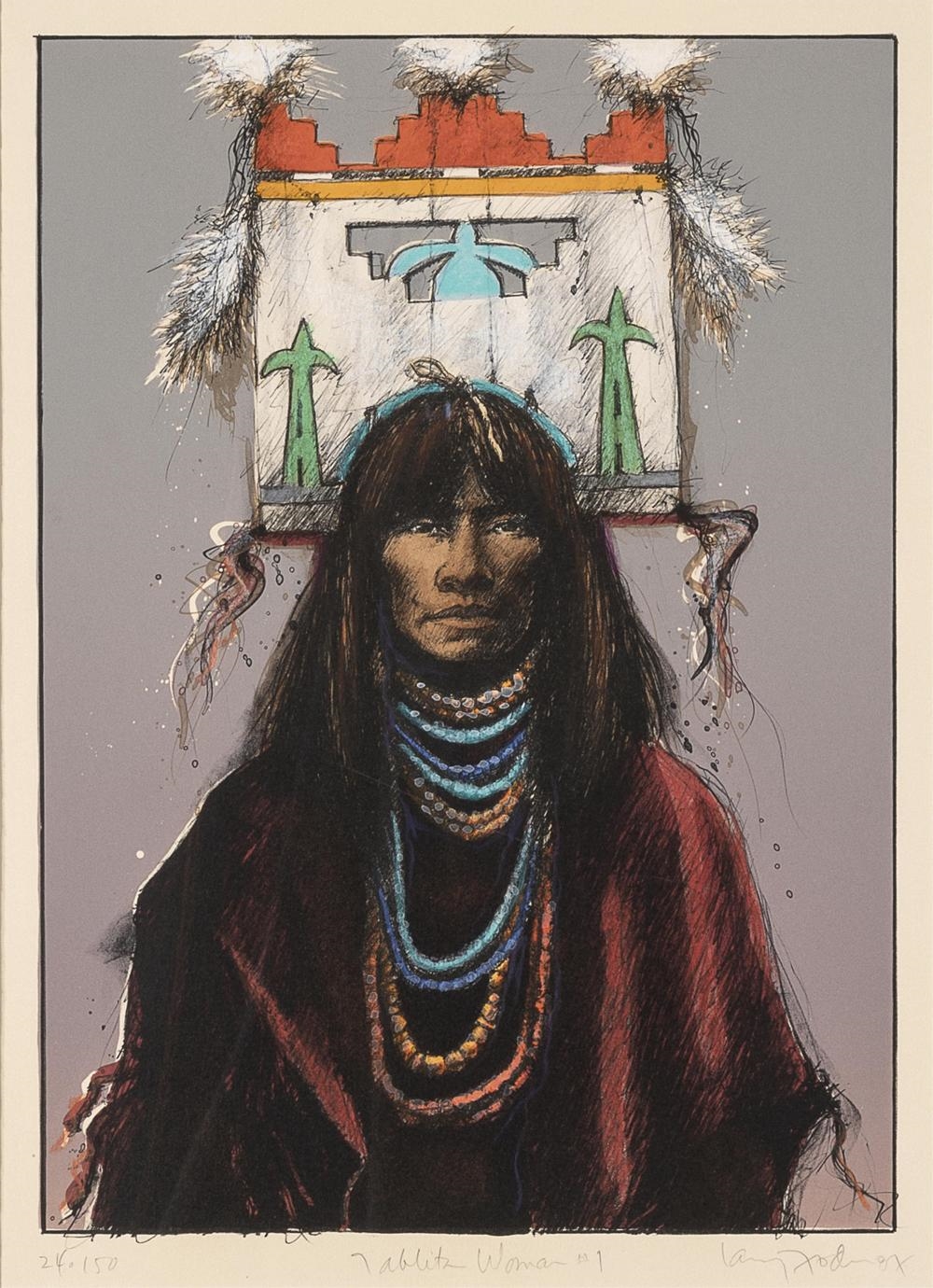 Larry Fodor | Pair of Lithographs, 1987: Tablita Woman #1 + Tablita ...