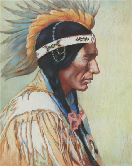 George Bertrand Mitchell | Portrait of a Native American man | MutualArt