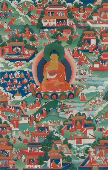 Tibetan School, 19th Century | A thangka depicting Shakyamuni Buddha ...