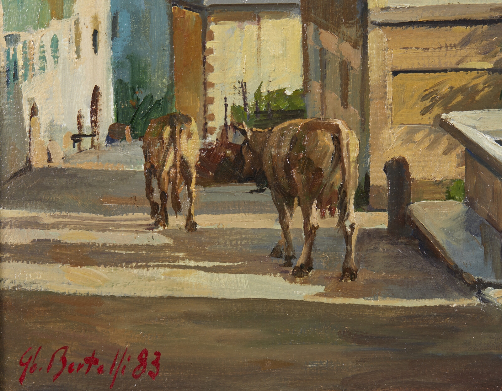 Gianbattista Bertelli | Mountain country with cows (1983) | MutualArt