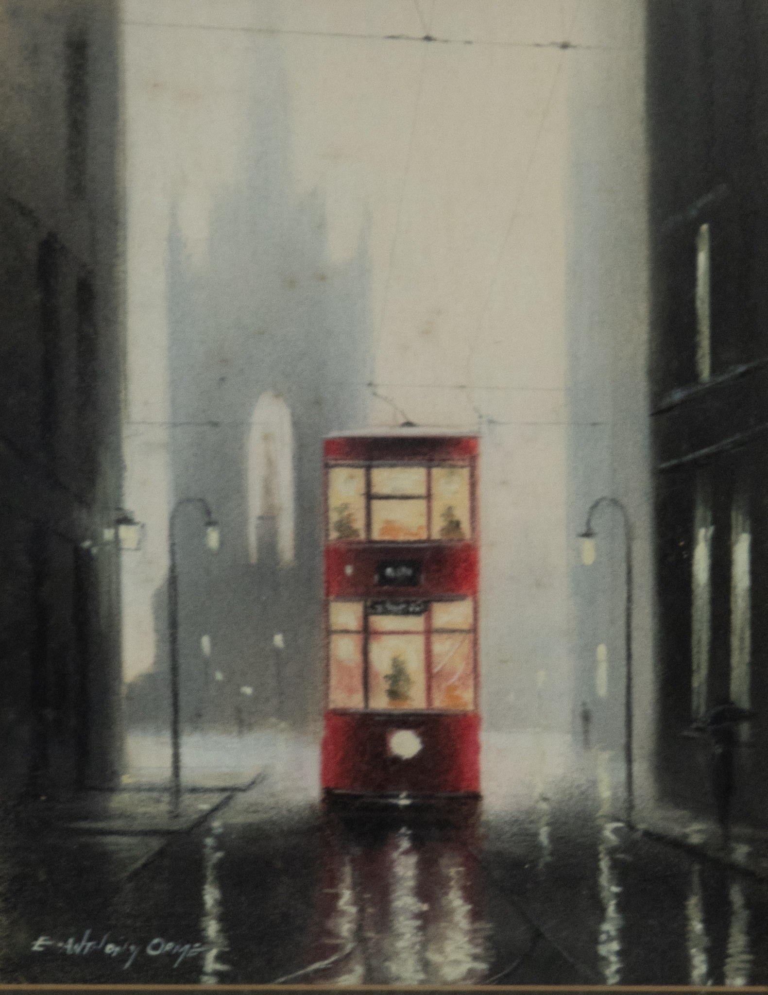 Anthony Orme | Manchester red tram leaving Albert Square | MutualArt