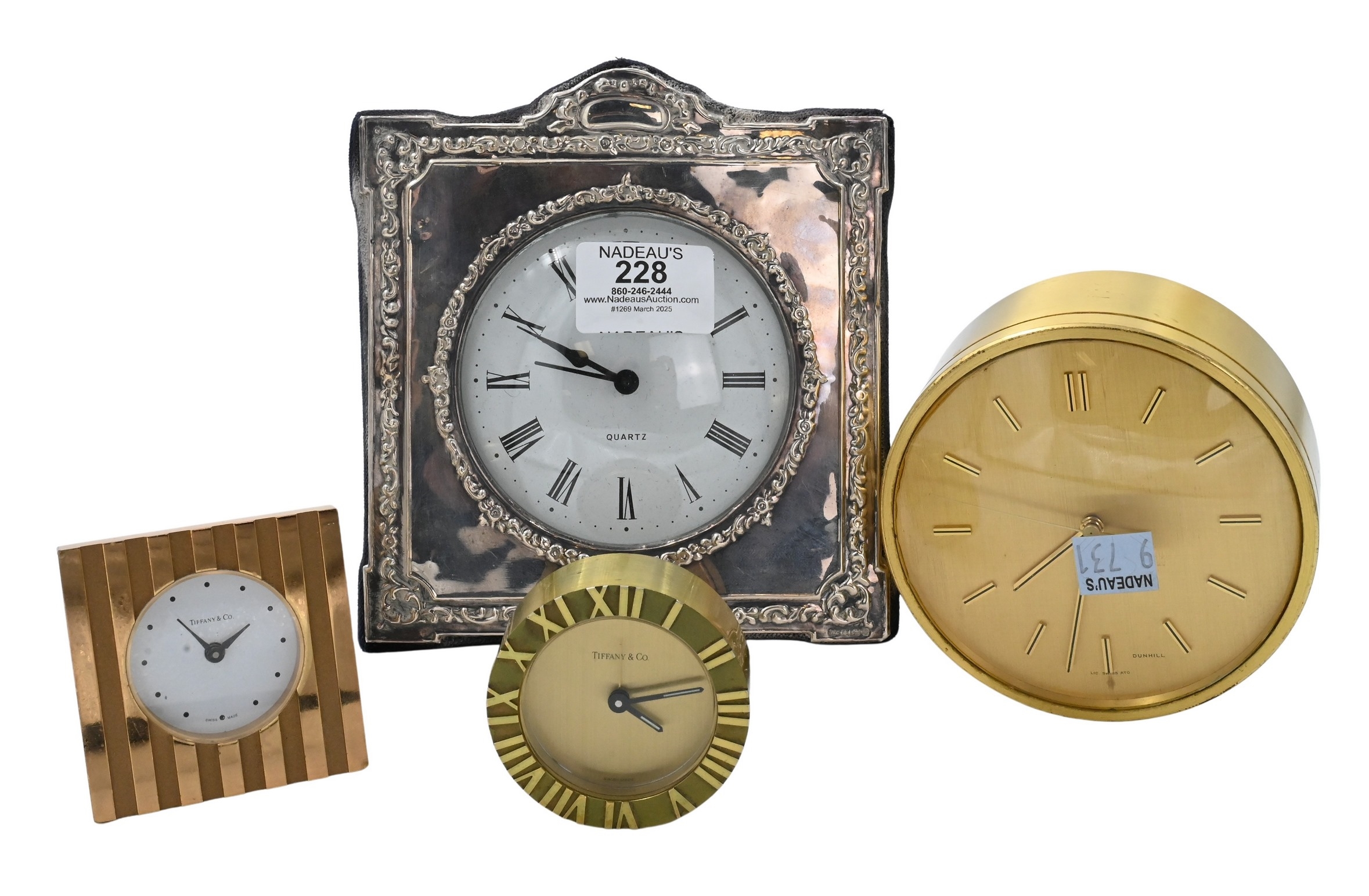 Alfred Dunhill | square Tiffany Atlas desk clock | MutualArt