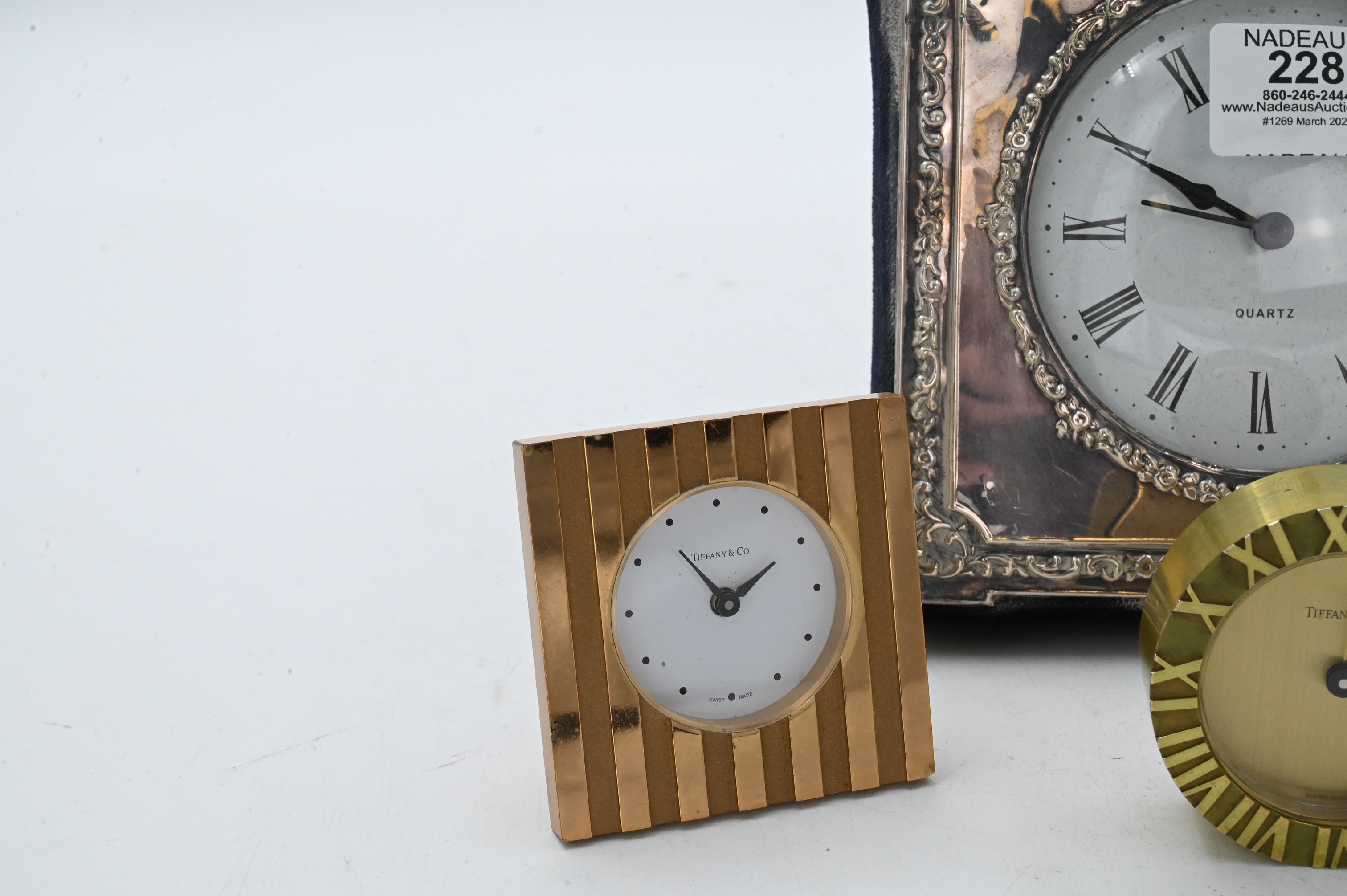 Alfred Dunhill | square Tiffany Atlas desk clock | MutualArt