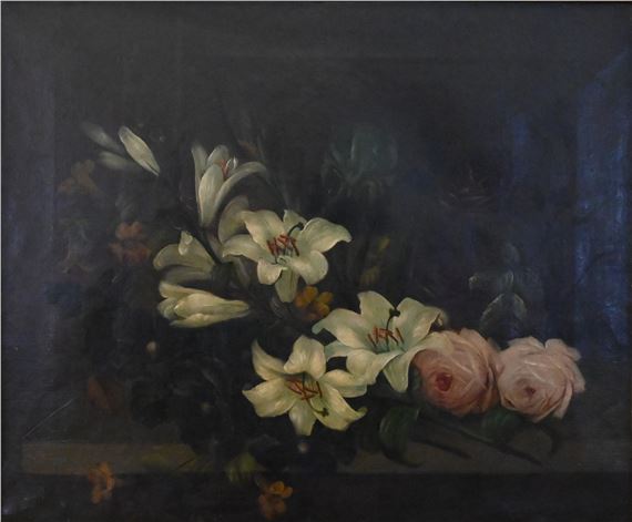 Edwin Steele | Still life of lilies and roses, 1890 (1890) | MutualArt
