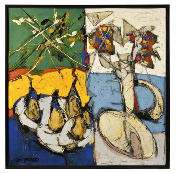 Claude Venard | Still life with vase of flowers (1961) | MutualArt