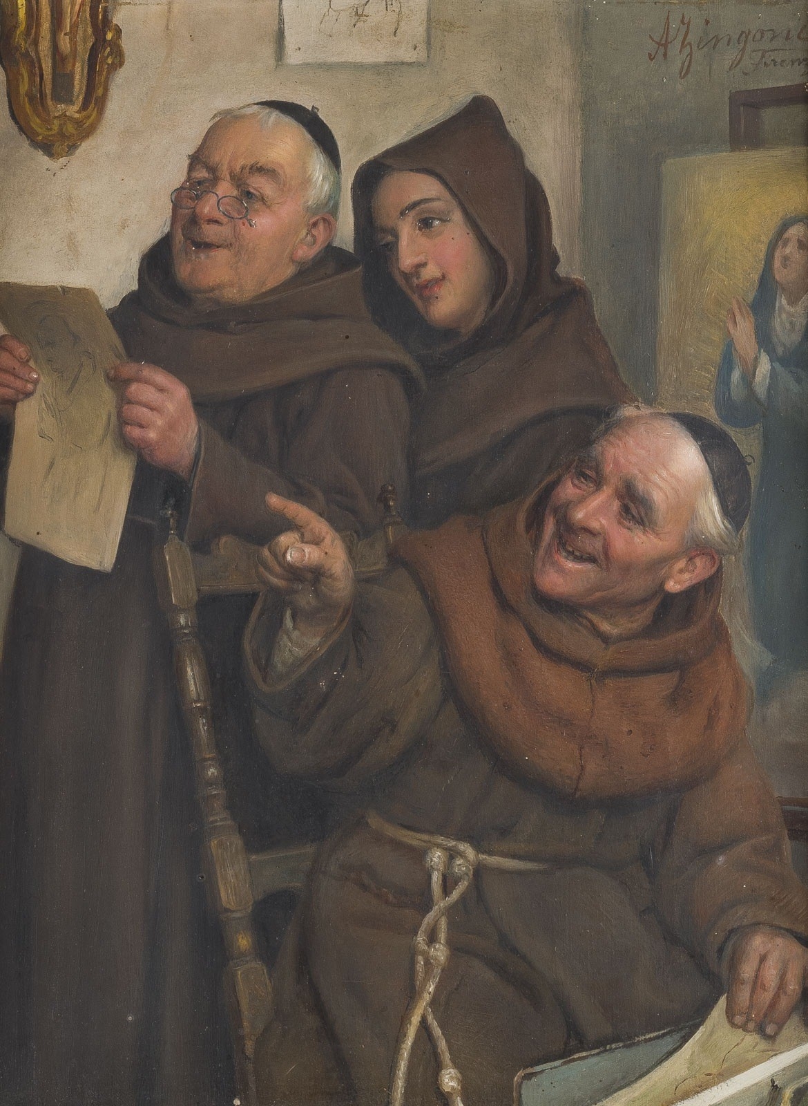 Aurelio Zingoni | DIE MONCHE SCHAUEN SICH DIE ZEICHNUNG AN (1853 - 1922 ...