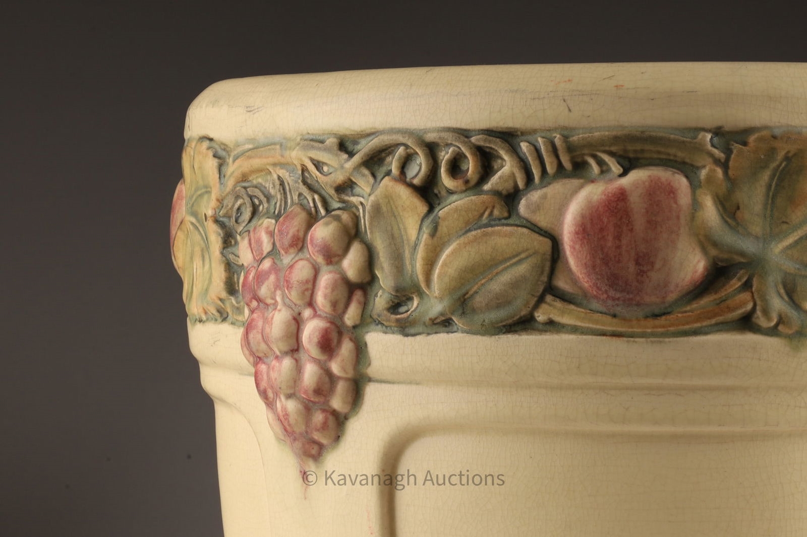 Weller Pottery | Weller Pottery Flemish Jardiniere, Grapes | MutualArt