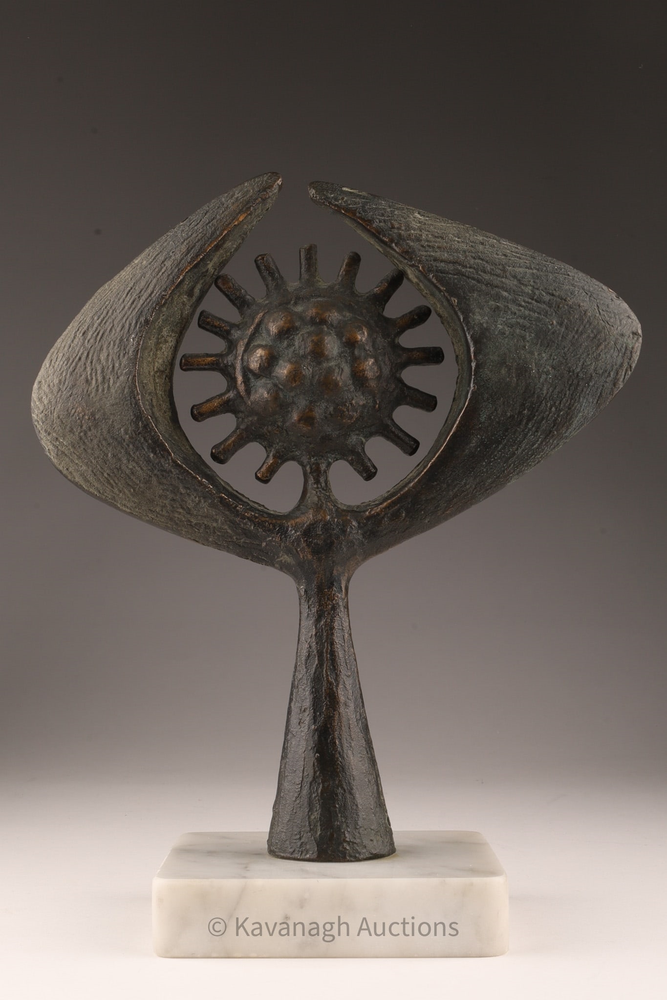 White | Mid Century Brutalist Bronze Sunflower Sculpture | MutualArt