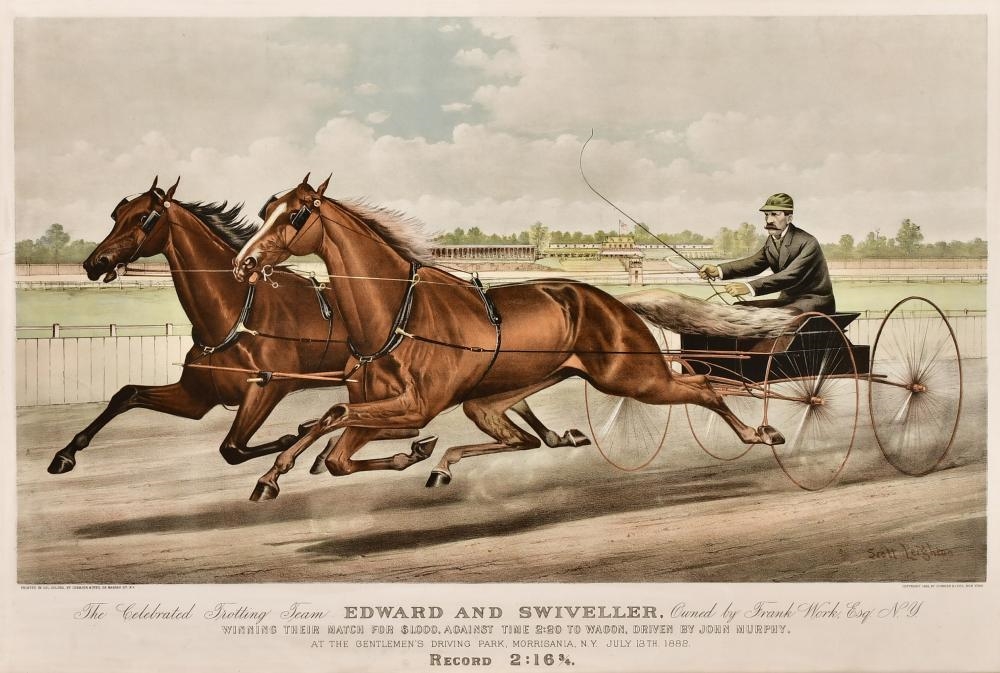 Currier & Ives | The Celebrated Trotting Team Edward And Swiveller ...