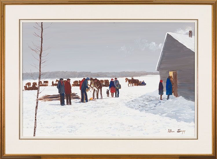 Allen Sapp | Warming the Drums At the Round Dance | MutualArt
