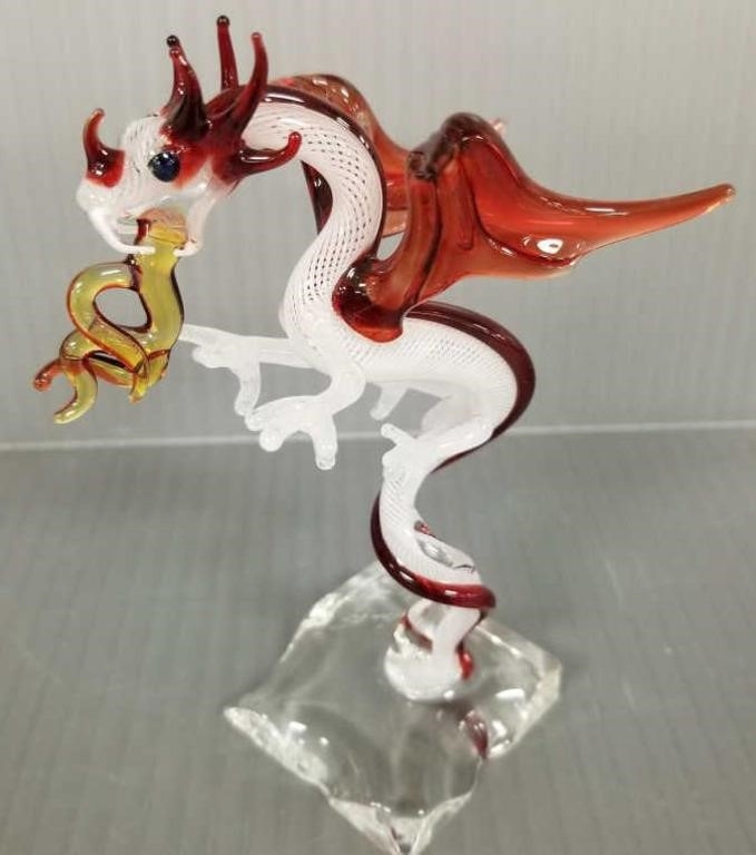 Dragon | Artist signed art glass dragon figure | MutualArt