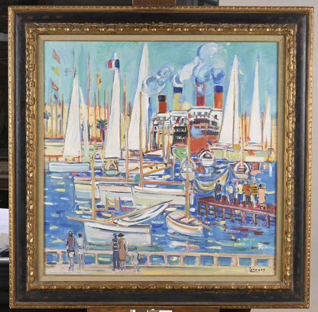Robert Savary | Robert SAVARY (1920-2000) Port de Cannes Oil on canvas ...
