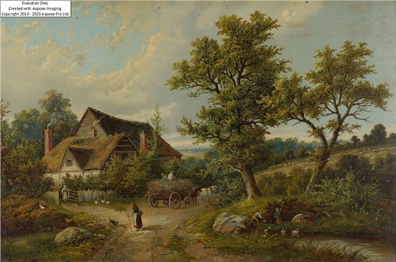 Arthur H. Taylor | A log cart on a track; A meeting by the pond each ...