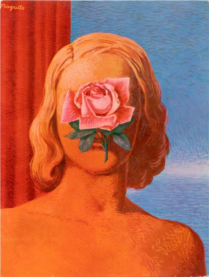 Mourlot | RENE MAGRITTE - Woman's Face Covered by a Rose (1965) | MutualArt