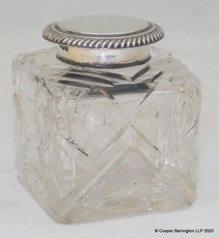 Richard Martin | Victorian Silver Mounted Cut Crystal Inkwell (1900 ...