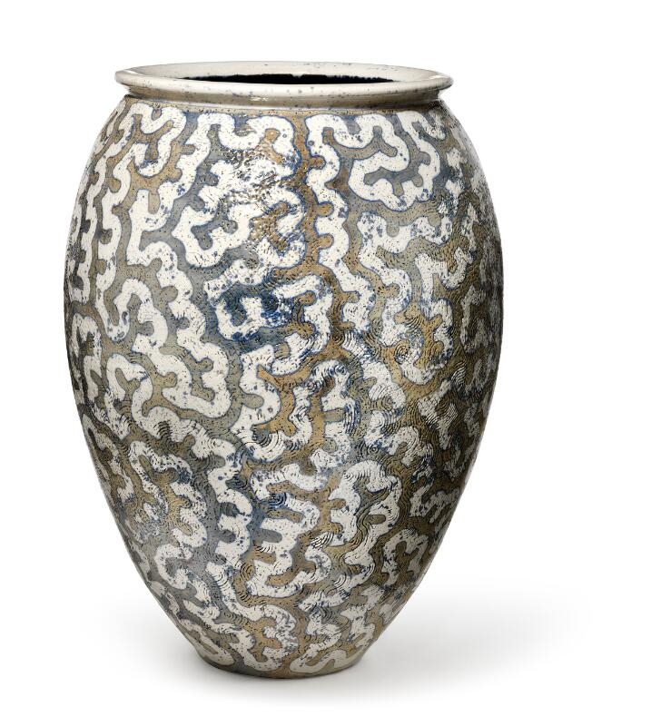 Per Weiss | A stoneware floor vase with relief decor (2008) | MutualArt