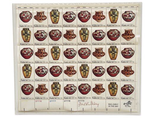 Ford Ruthling | Ford Ruthling. Signed Pueblo Stamp Sheet (1977) | MutualArt