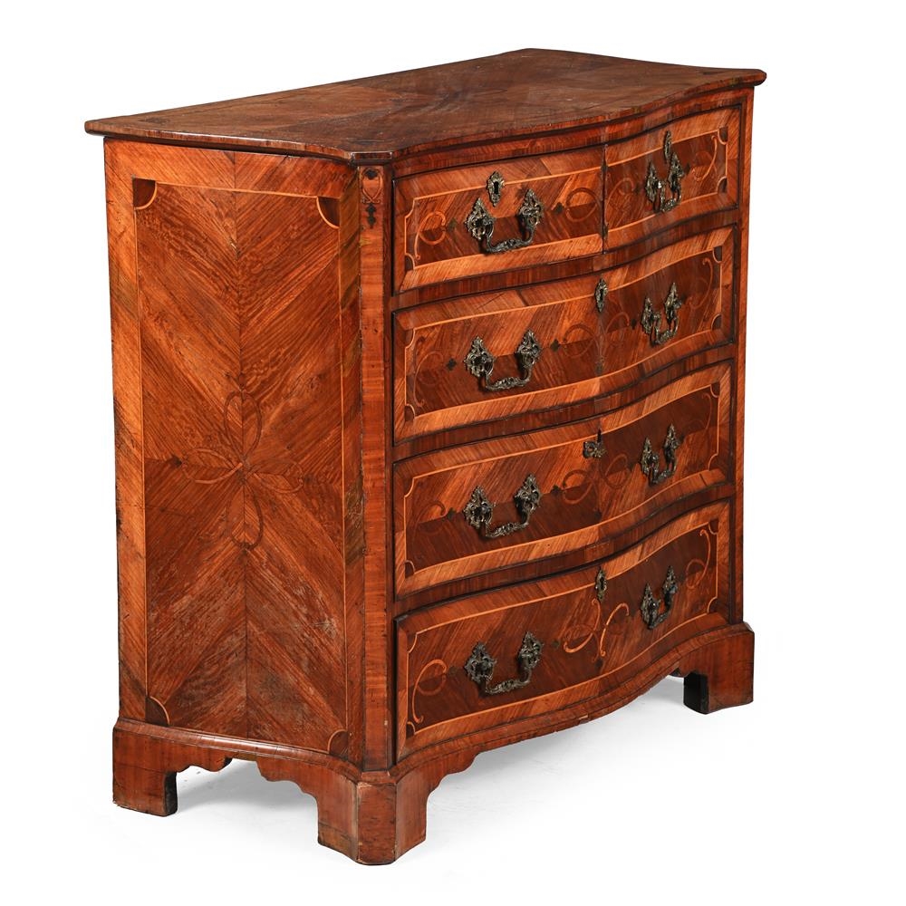 George | Y AN UNUSUAL GEORGE III SERPENTINE CHESTNUT AND WALNUT CHEST ...
