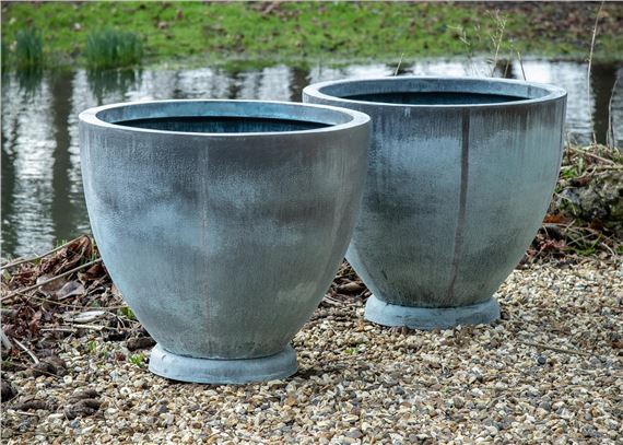 Planters | A LARGE PAIR OF VERDIGRIS COPPER PLANTERS, CONTEMPORARY ...
