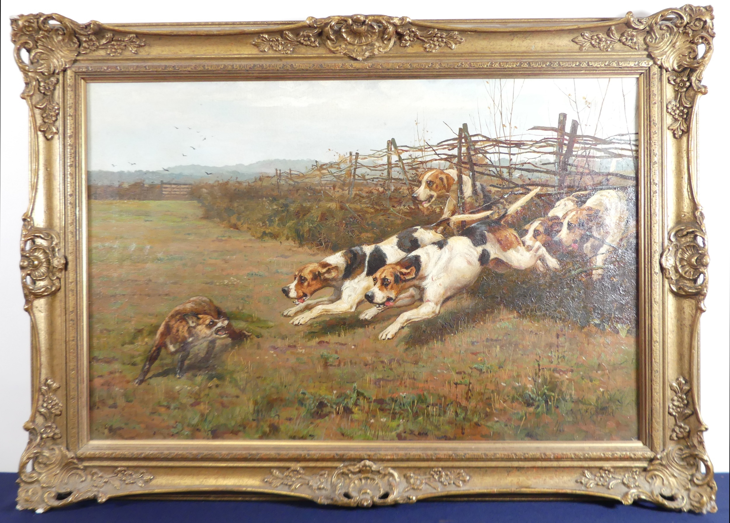 Arthur Charles Dodd | Foxhounds chasing down a fox | MutualArt