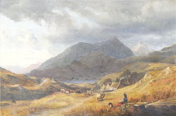 Alexander Nasmyth | Highland landscape with drovers cottage and cattle ...