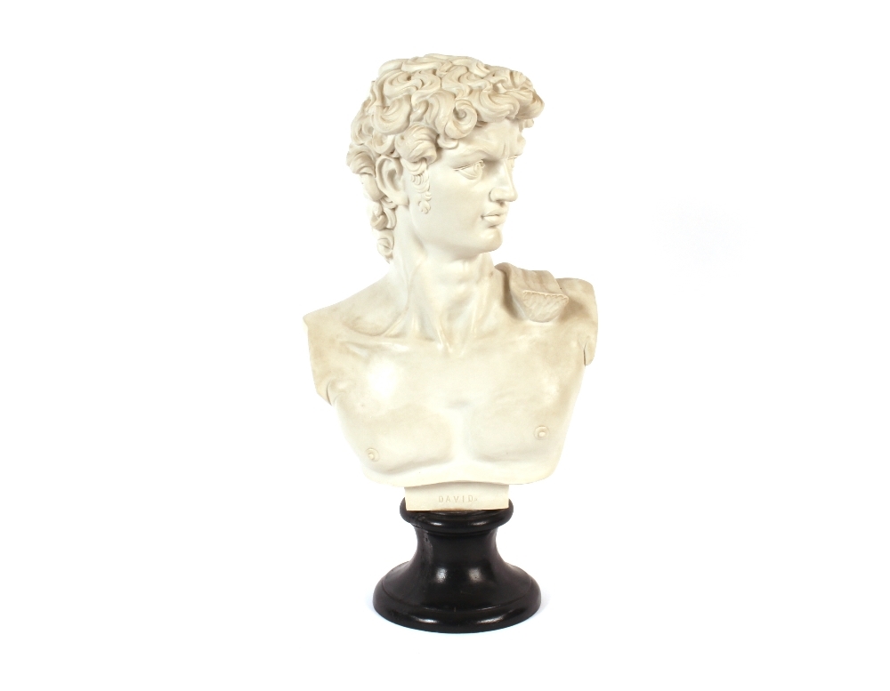 White | A white glazed classical bust of David | MutualArt