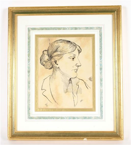 Elizabeth Melville | pen and ink sketch of Virginia Woolf | MutualArt