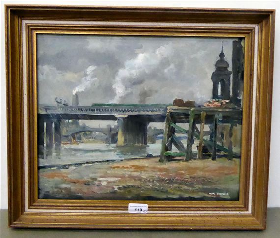 Max Hofler | Max Hofler - a study of a train crossing a bridge oil on ...