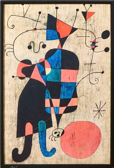 Joan Miró | A Joan Miro Reproduction Print 'Figures and Dog in Front of ...