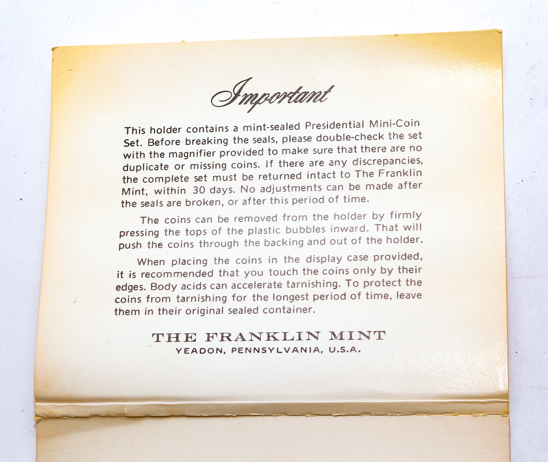 Franklin Mint | Franklin Mint Presidential Mini Coin Set Sterling ...