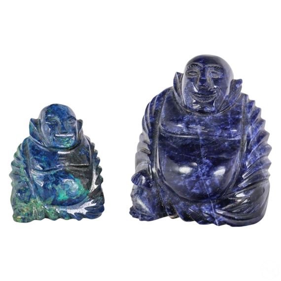 Normal | Chinese Carved Azurite Sodalite Buddha Figures LOT | MutualArt