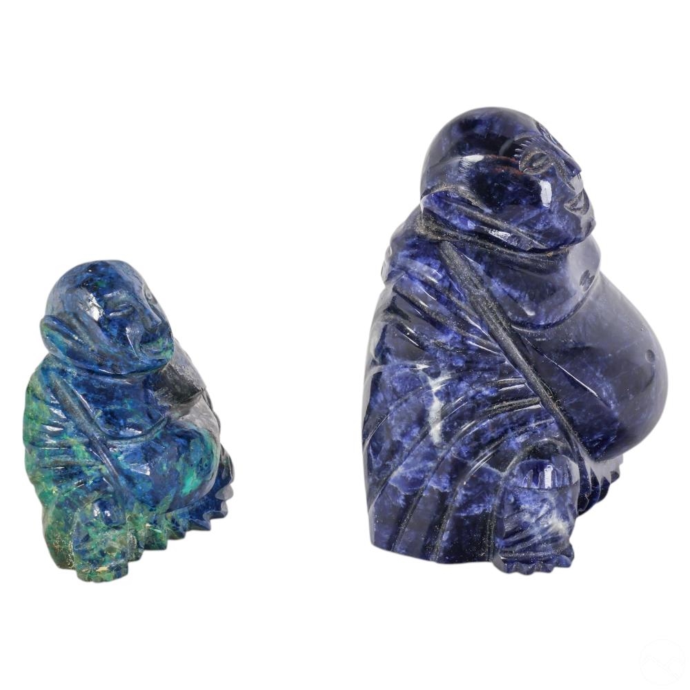 Normal | Chinese Carved Azurite Sodalite Buddha Figures LOT | MutualArt