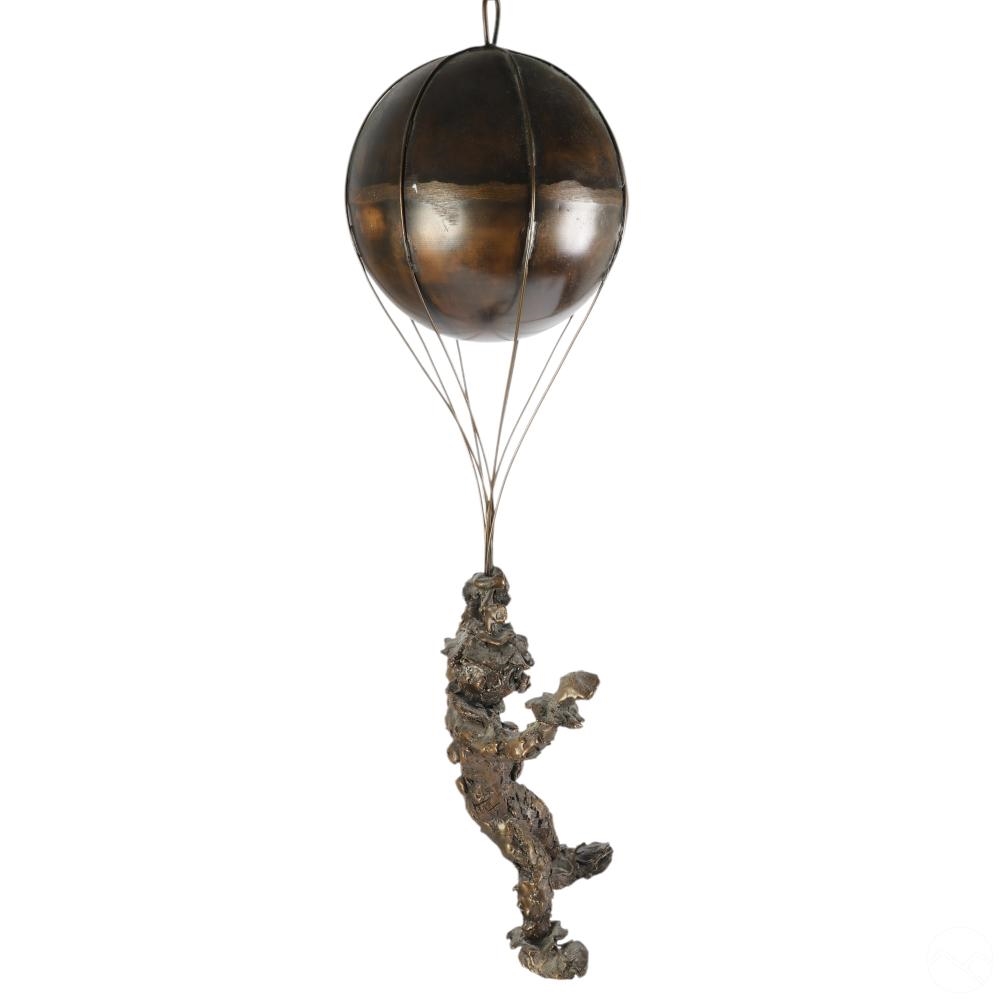 Irwin Hyman | Jovial carnival circus clown holding wire-tethered ...