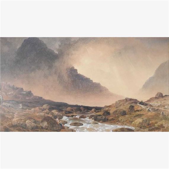 Henry W. Henley | A large mountain and river landscape, (1851) | MutualArt