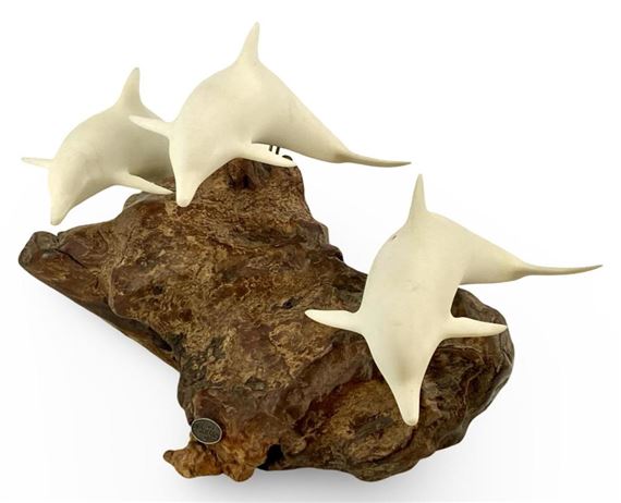 John Perry | Vintage John Perry Dolphin Pod Sculpture | MutualArt